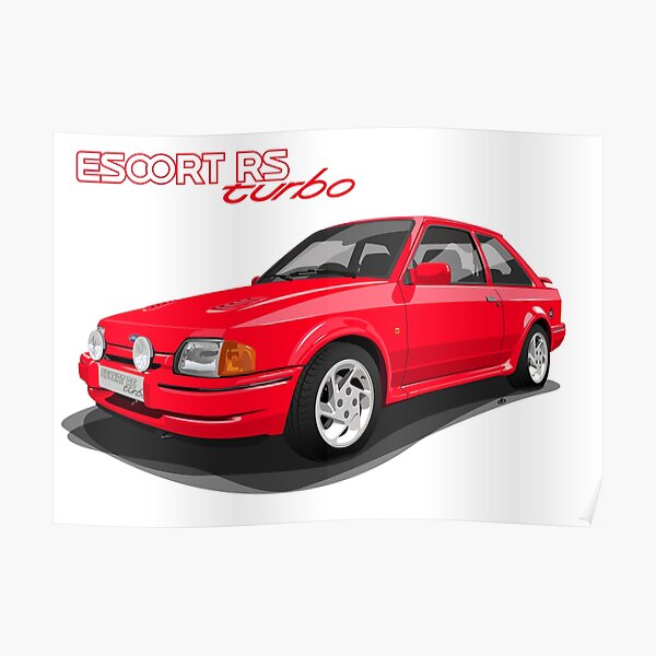"Ford Escort RS Turbo Vector Drawing - Red" Poster for Sale by ...