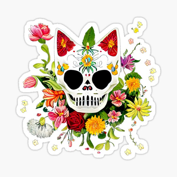 "Cat's Day of The Dead - Gata Dia De Muertos" Sticker for Sale by ...