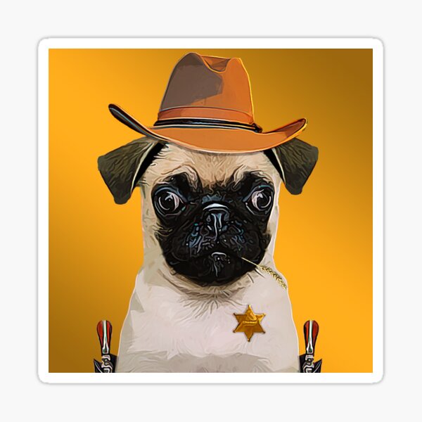 "Sheriff Pug" Sticker for Sale by lartdesigns | Redbubble