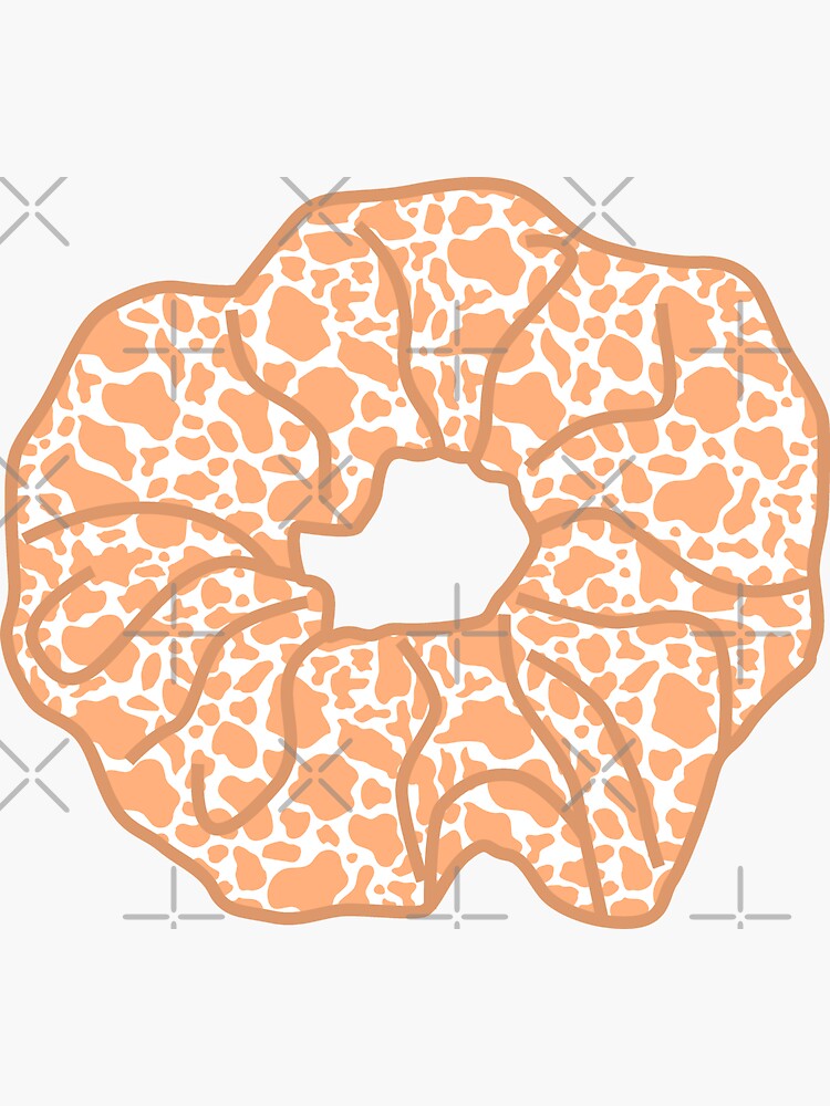 "Peach Cow Print Scrunchie" Sticker for Sale by DesignsByAnane | Redbubble