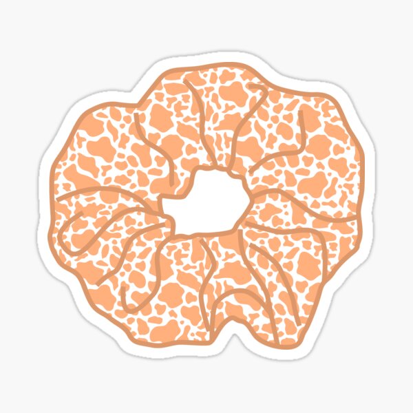 "Peach Cow Print Scrunchie" Sticker for Sale by DesignsByAnane | Redbubble