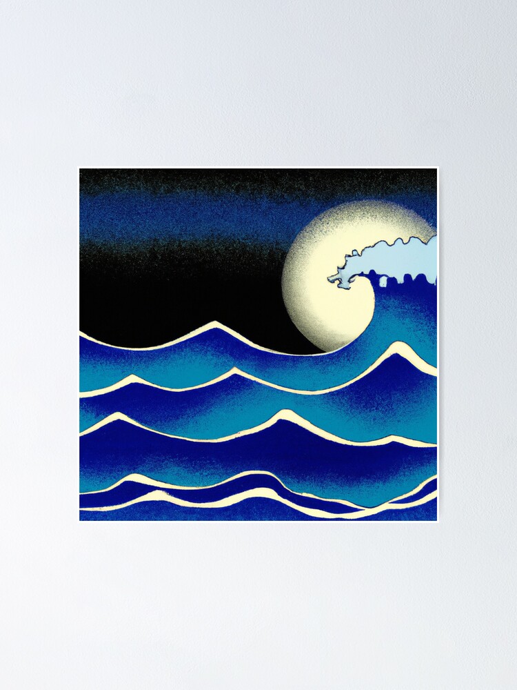 "Big Wave, Super Moon" Poster for Sale by Dragonkingeight | Redbubble