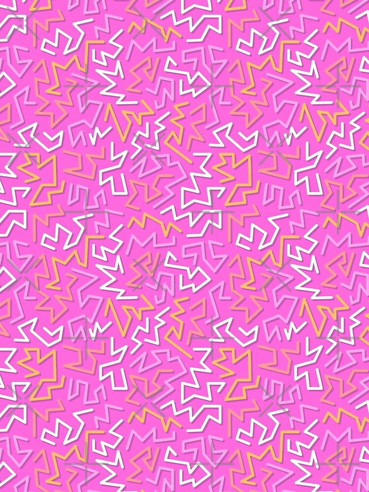 "Memphis pink pattern. Trendy geometric shapes 80s, 90s style ...