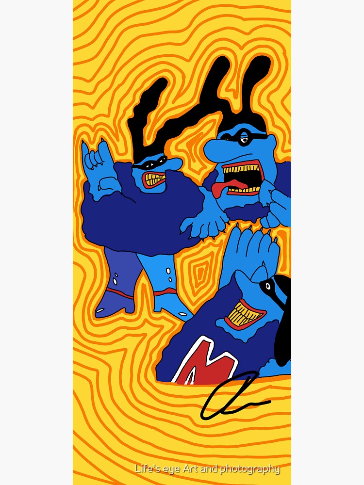 "Digital Blue Meanies " Sticker for Sale by jaques5 | Redbubble