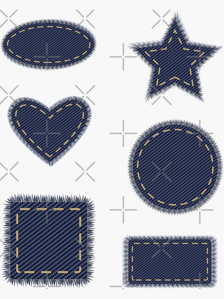 "Denim shapes sticker pack" Sticker for Sale by MerWishes | Redbubble