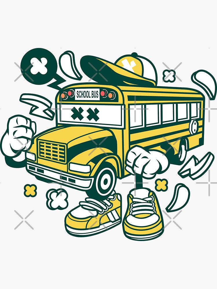 "Cute School Bus With Hand and Shoes" Sticker for Sale by Ayian | Redbubble