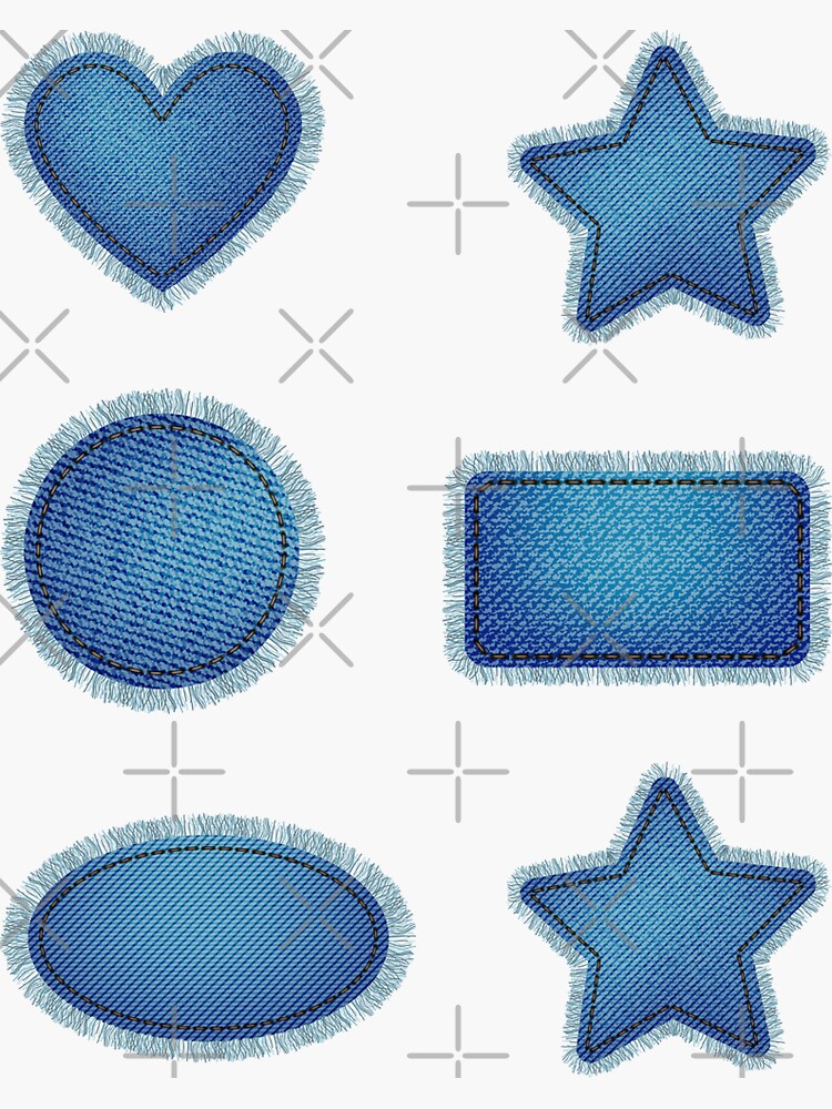 "Denim shapes sticker pack" Sticker for Sale by MerWishes | Redbubble