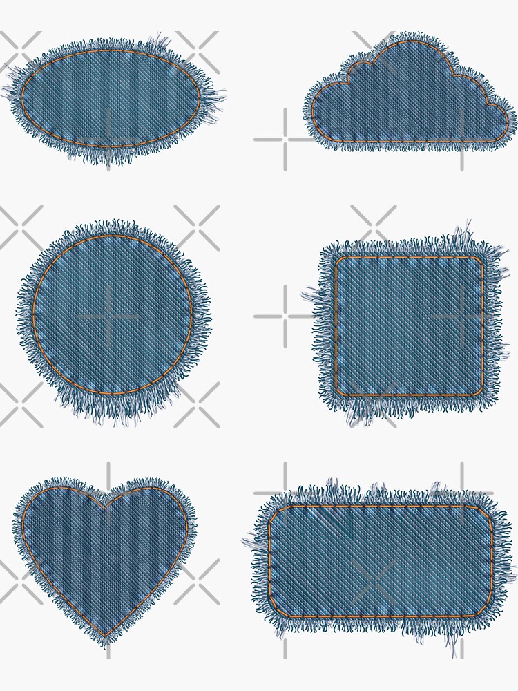 "Denim shapes sticker pack" Sticker for Sale by MerWishes | Redbubble