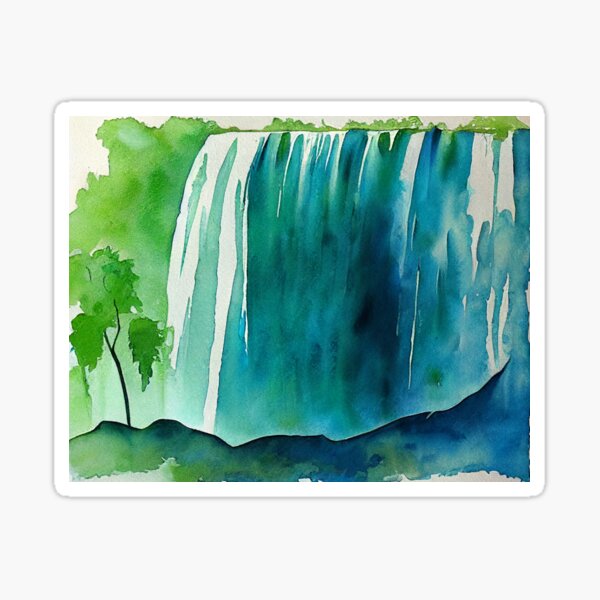 "Watercolor Waterfall" Sticker for Sale by recollectionsv | Redbubble