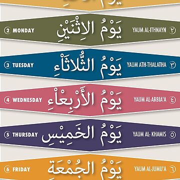 "Arabic Days of the Week for kids" Poster for Sale by navitalidesign ...