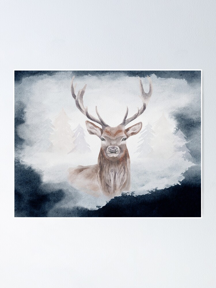 "Watercolour Nature Illustration: Stag" Poster for Sale by Momona ...