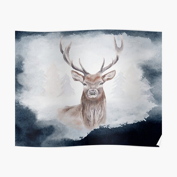 "Watercolour Nature Illustration: Stag" Poster for Sale by Momona ...