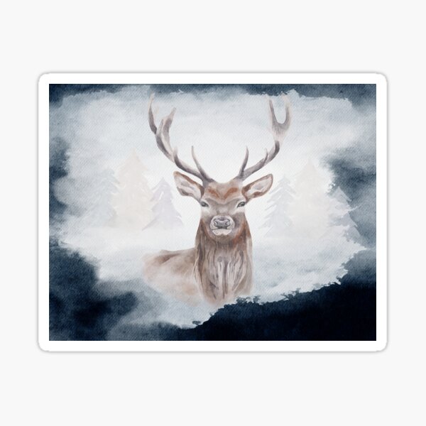 "Watercolour Nature Illustration: Stag" Sticker for Sale by Momona ...
