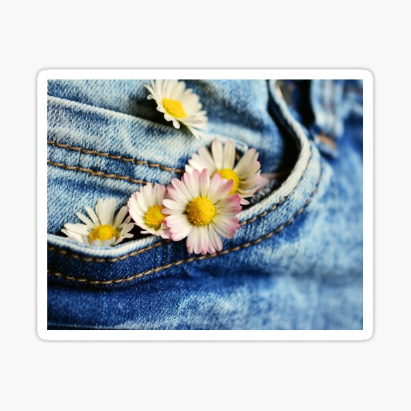 "Denim with flowers" Sticker for Sale by MerWishes | Redbubble