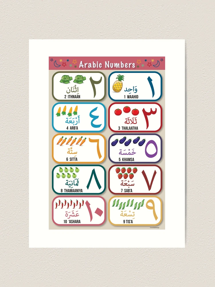 Shafa A4 Arabic Numbers Up To 10 Poster Number Poster