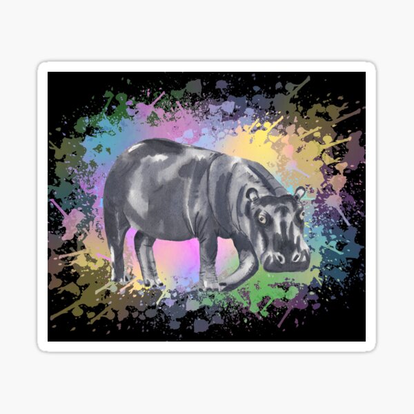 "Hippo Splatter Background " Sticker for Sale by ramazis | Redbubble