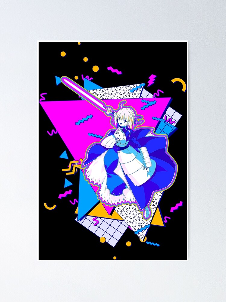 "Saber - Fate Stay Night *90s graphic design*" Poster for Sale by ...