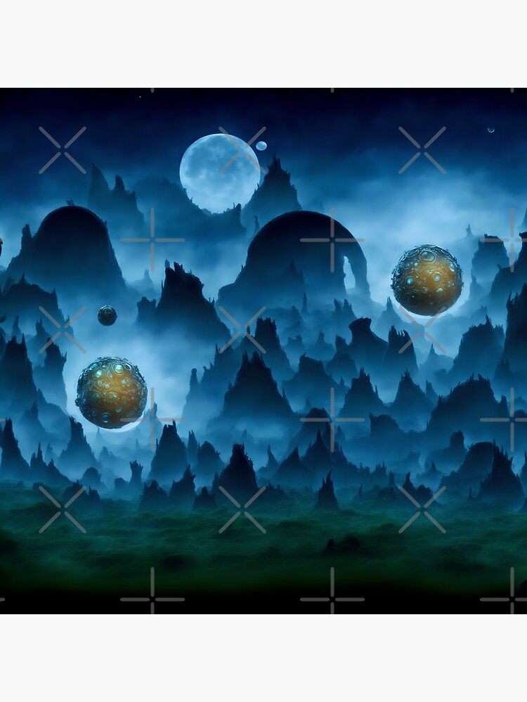 "Fantasy alien landscape with alien technology orbs" Sticker for Sale ...