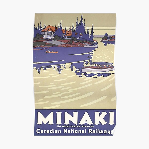 "Minaki Ontario Canada Vintage Travel Poster | Old Canadian Tourism Art ...