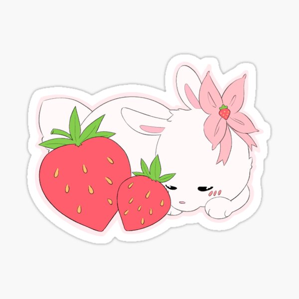 "Strawberry White bunny" Sticker for Sale by TheBombul | Redbubble