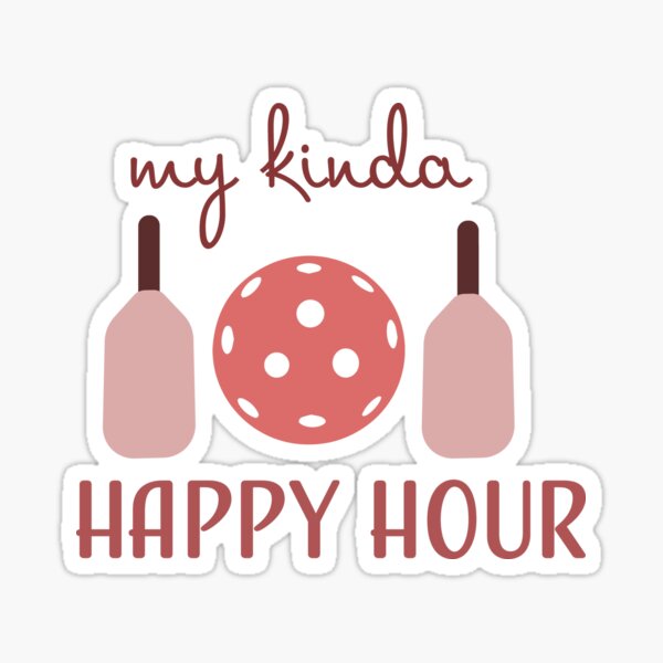 "Pickleball Funny Happy Hour " Sticker for Sale by Mehwish | Redbubble