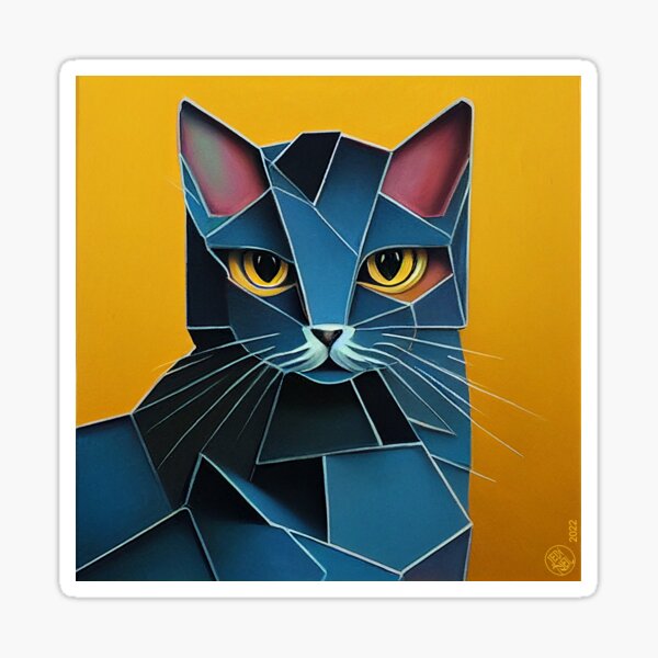 "Cubic Black Cat" Sticker for Sale by JediNeil | Redbubble