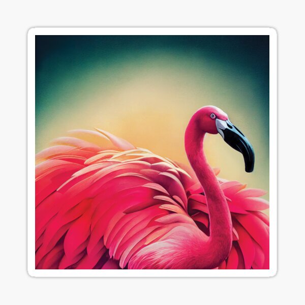 "Feathered Fluffy Flamingo" Sticker for Sale by Geminiartstudio | Redbubble