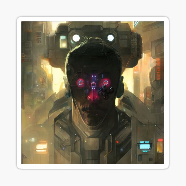 "Cyborg face Diffusion" Sticker for Sale by Onyxen | Redbubble