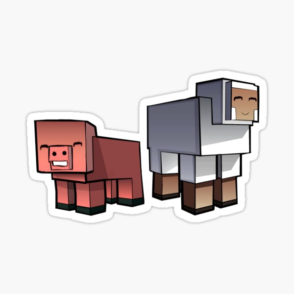 "Minecraft Pig & Sheep" Sticker for Sale by jamcaYT | Redbubble