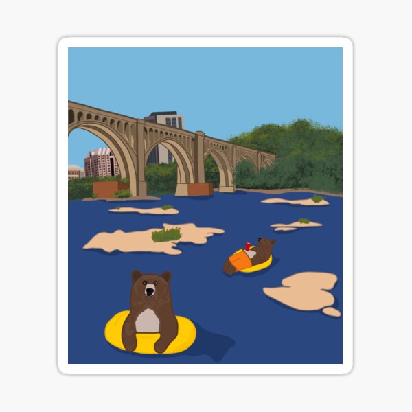 "Tubing Bears James River" Sticker for Sale by HeathBCreative | Redbubble