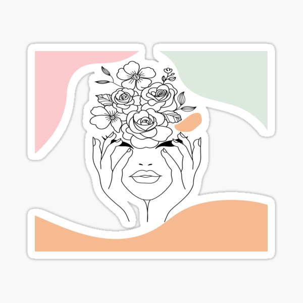 "Woman face one line drawing" Sticker for Sale by virillanissa | Redbubble