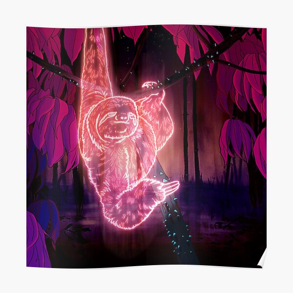 "Cute sloth neon art" Poster for Sale by PicasoStore | Redbubble