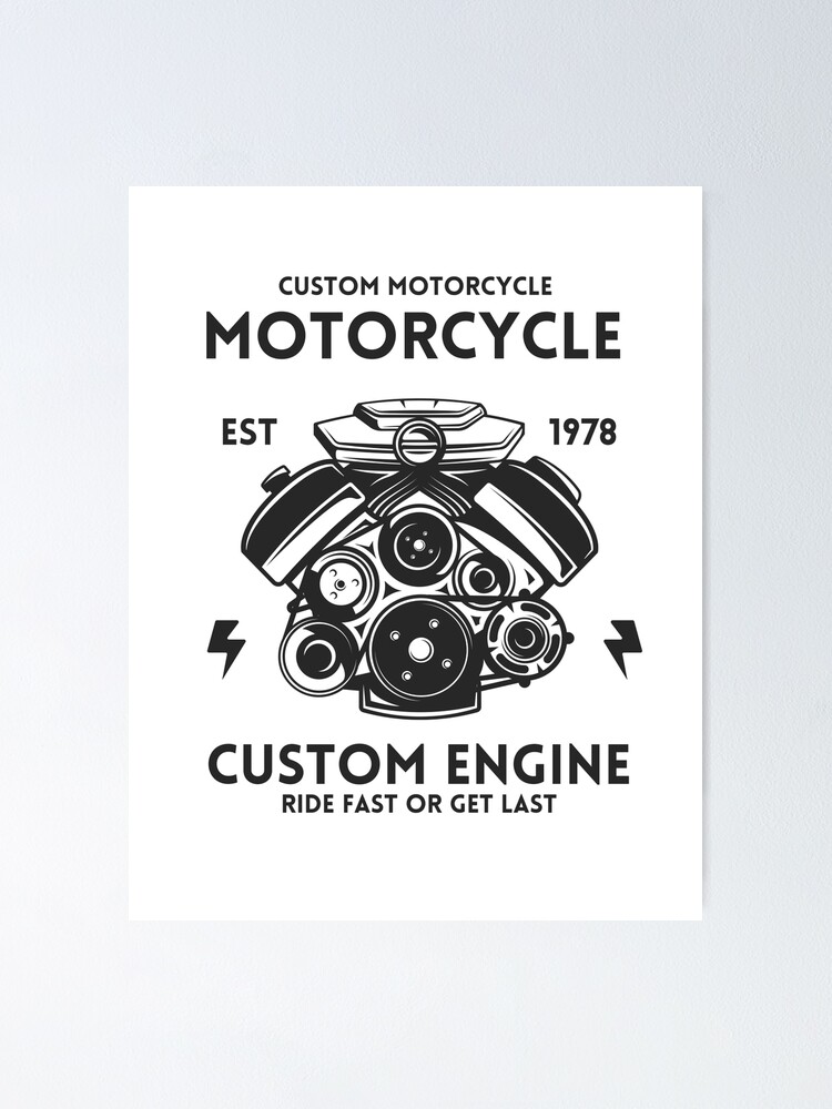 "Custom motorcycle engine" Poster for Sale by Jimsgreatloot | Redbubble