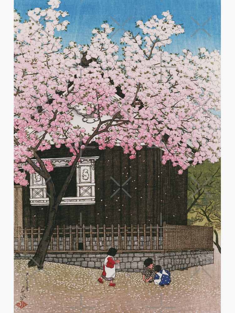 " Sakura On Mount Atago By Hasui Kawase - Vintage Japanese Woodblock ...