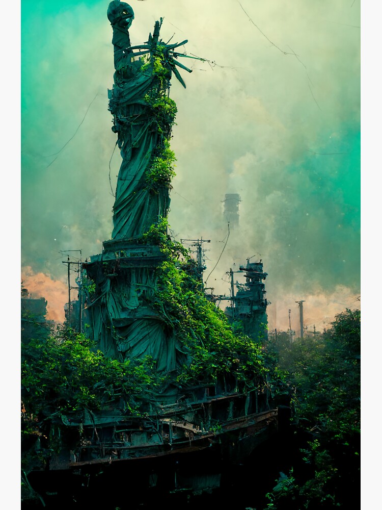 "Statue of liberty in a post-apocalyptic world." Sticker for Sale by ...
