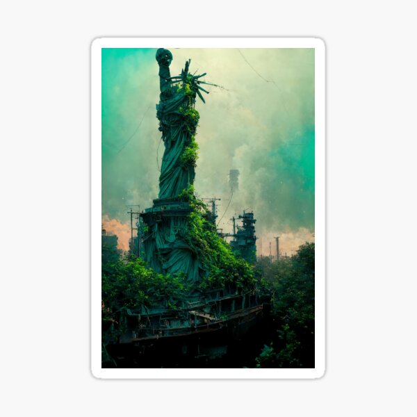 "Statue of liberty in a post-apocalyptic world." Sticker for Sale by ...
