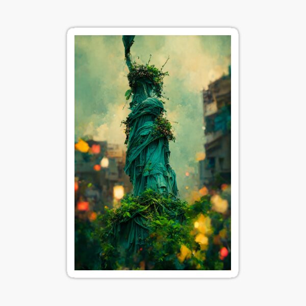 "Statue of liberty in a post-apocalyptic world" Sticker for Sale by ...