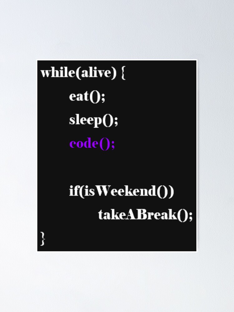 While Alive Eat Sleep Code If Its Weekend Take A Break For Programmer Developer Coder