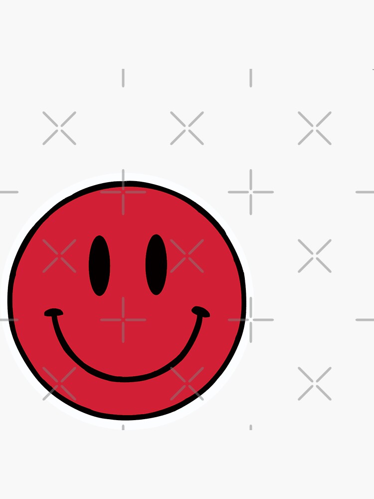 "red smiley face" Sticker for Sale by Sofiv10 | Redbubble