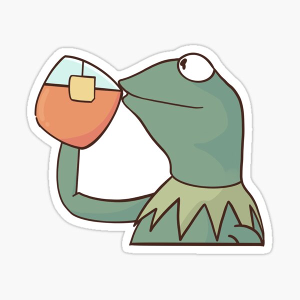 "Kermit the Frog Sipping Tea" Sticker for Sale by riagogo | Redbubble