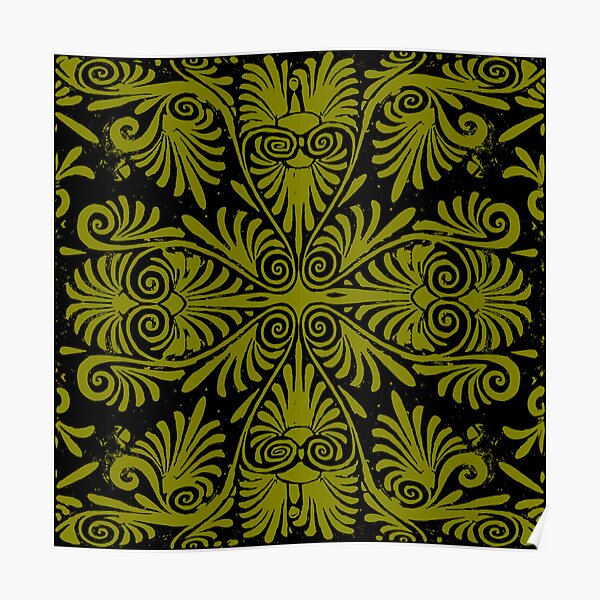 "Ancient Greek Pattern Olive Green" Poster for Sale by technai | Redbubble