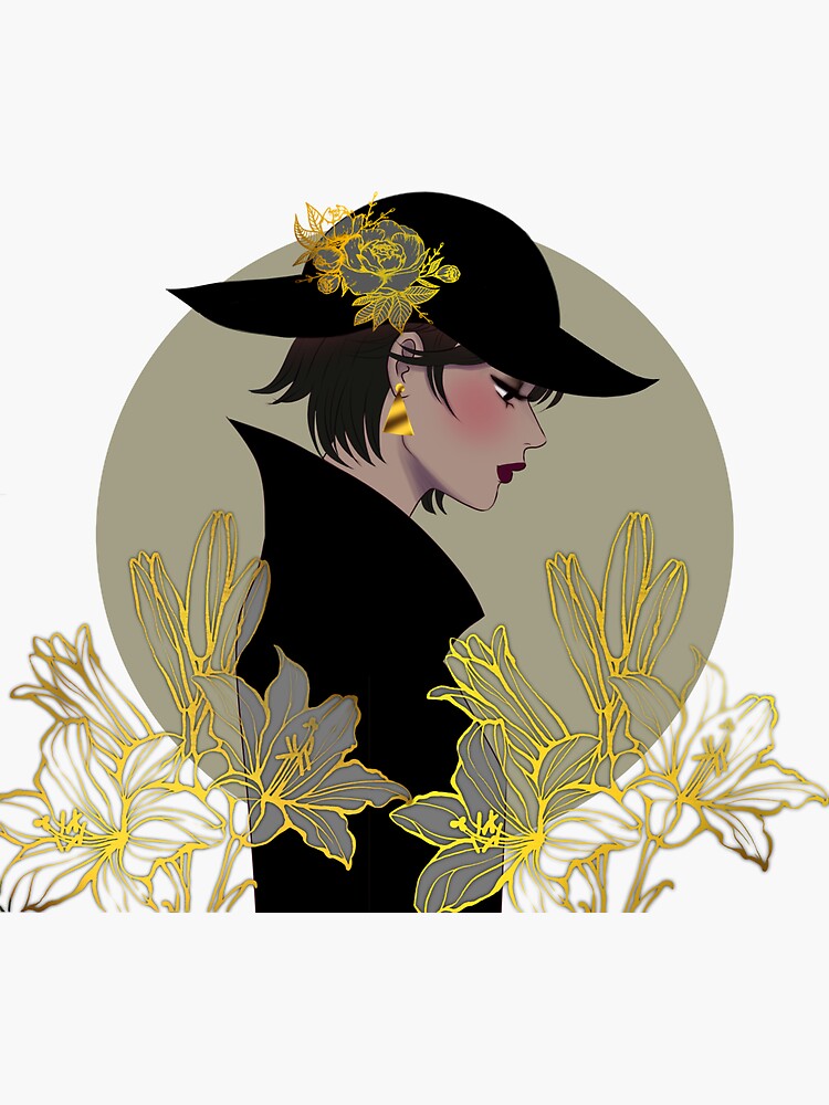 "Vintage anime Gold black theme" Sticker for Sale by zinorie | Redbubble
