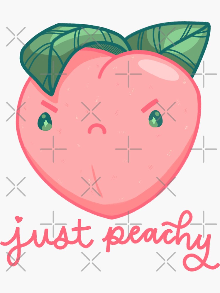 "Grumpy Pink Peach Cute and Simple Digital Illustration" Sticker for ...