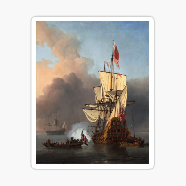 "An English Warship Firing a Salute | Willem van de Velde the Younger ...