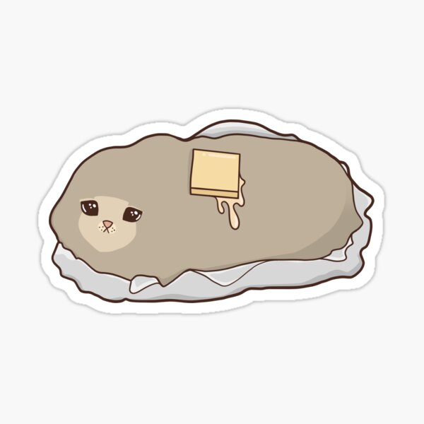 "Crying Baked Potato Cat" Sticker for Sale by riagogo | Redbubble