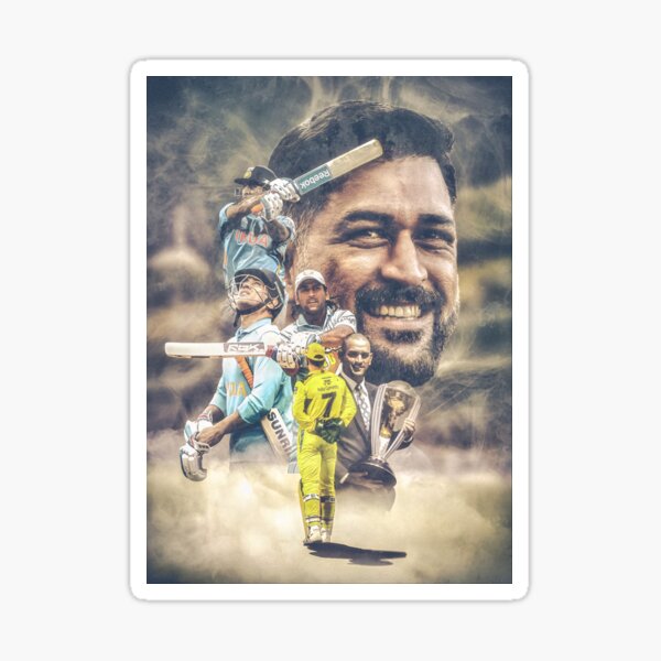 "MS Dhoni Wallpaper" Sticker for Sale by ArtParadox | Redbubble