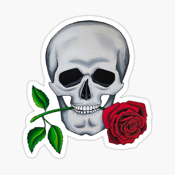 "Red Rose Skull Head Face" Sticker for Sale by buoyantgraduati | Redbubble