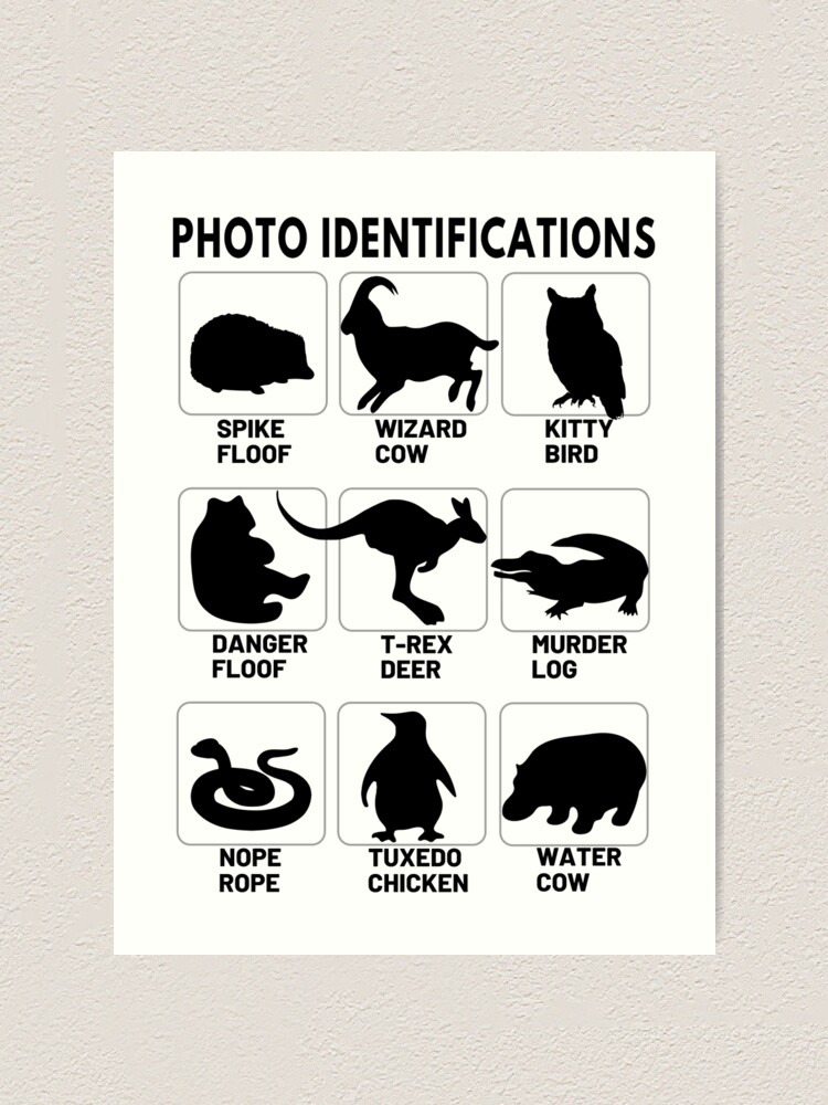 "Animal Alternate Names Photo Identification Funny Labels" Art Print ...
