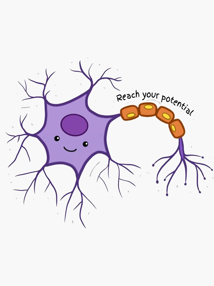 "Reach Your Potential Cute Neuron Psychology Design" Sticker for Sale ...