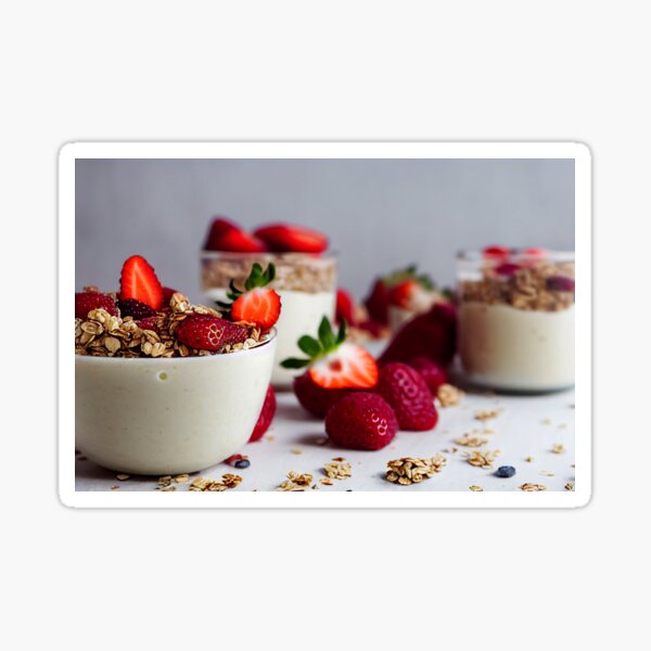 "Strawberry parfaits with yogurt and granola, food photography ...